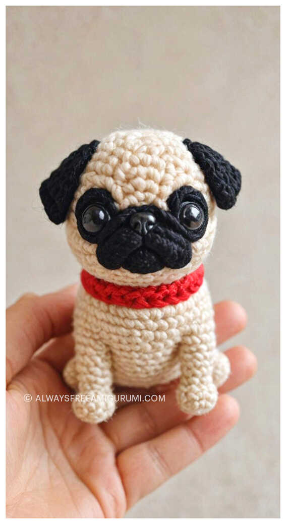 Crochet Mini Pug Dog Amigurumi Free Pattern - Amigurumi